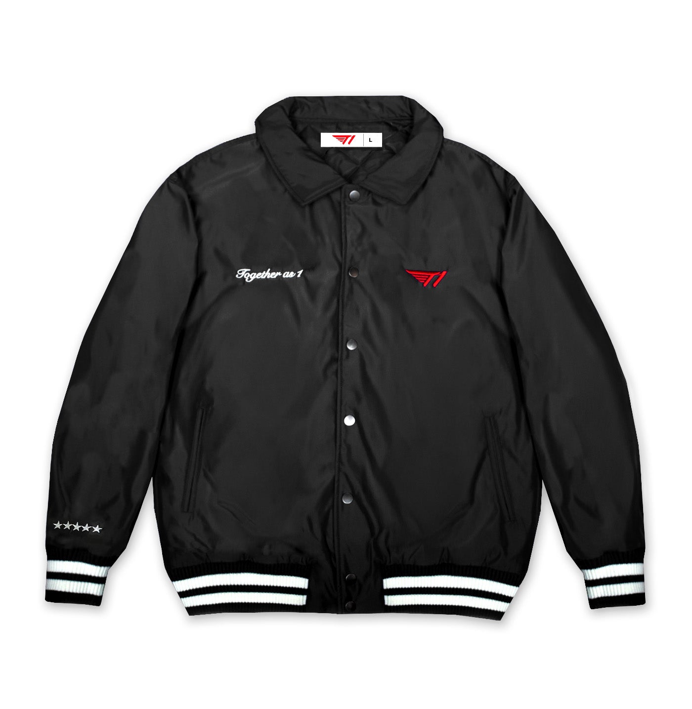 T1 Together As 1 Varsity Jacket- Black – T1 Shop